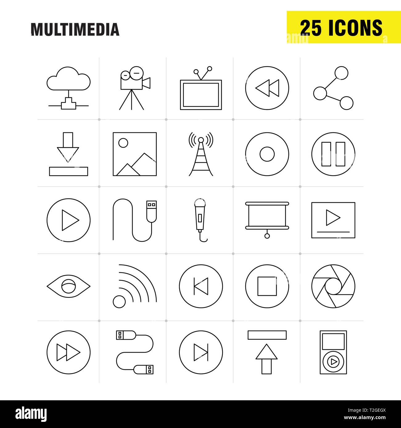 Multimedia Line Icon for Web, Print and Mobile UX/UI Kit. Such as ...