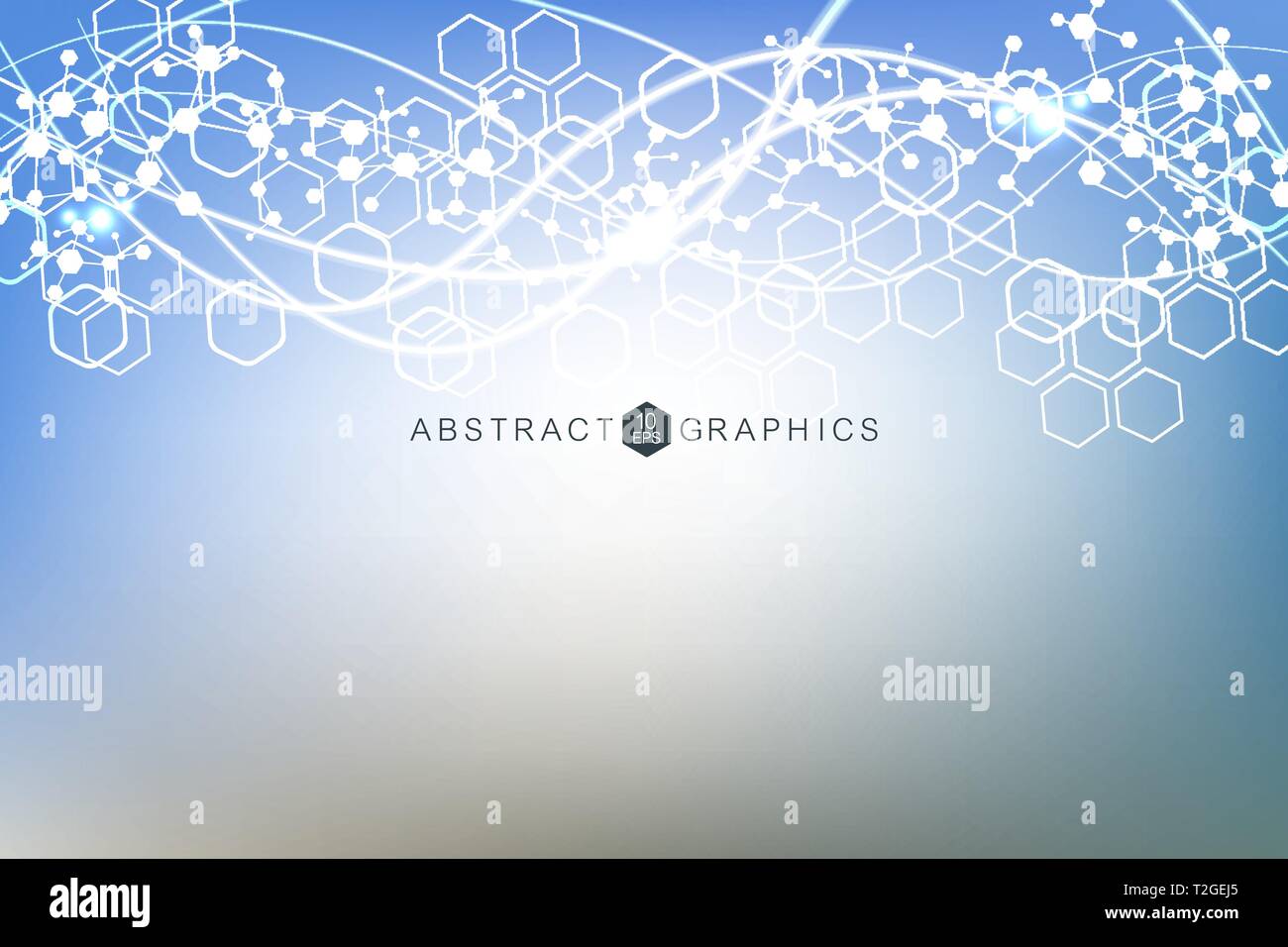 Science network pattern, connecting lines and dots. Technology hexagons ...