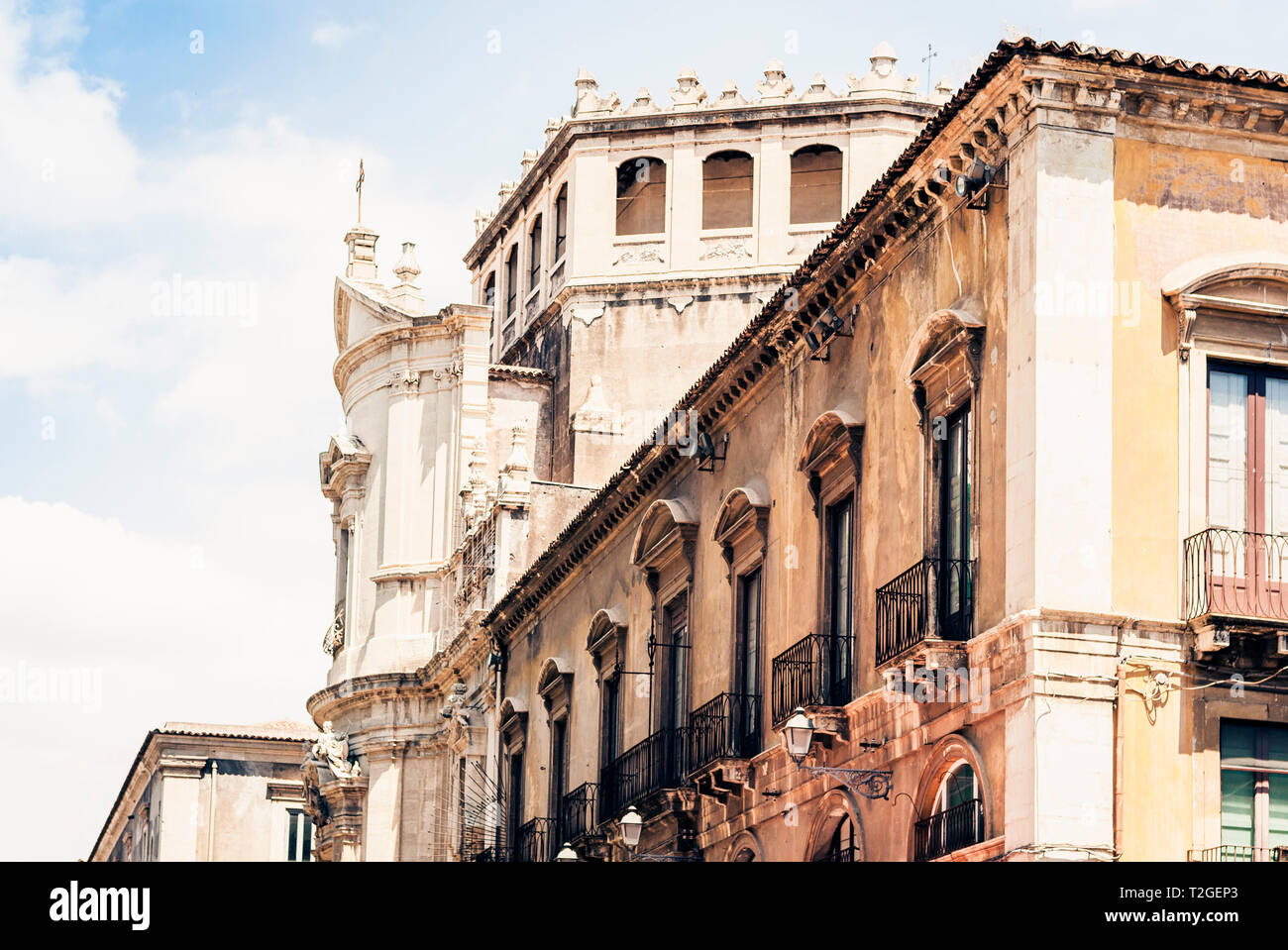 Beautiful cityscape of Italy, historical street of Catania, Sicily ...