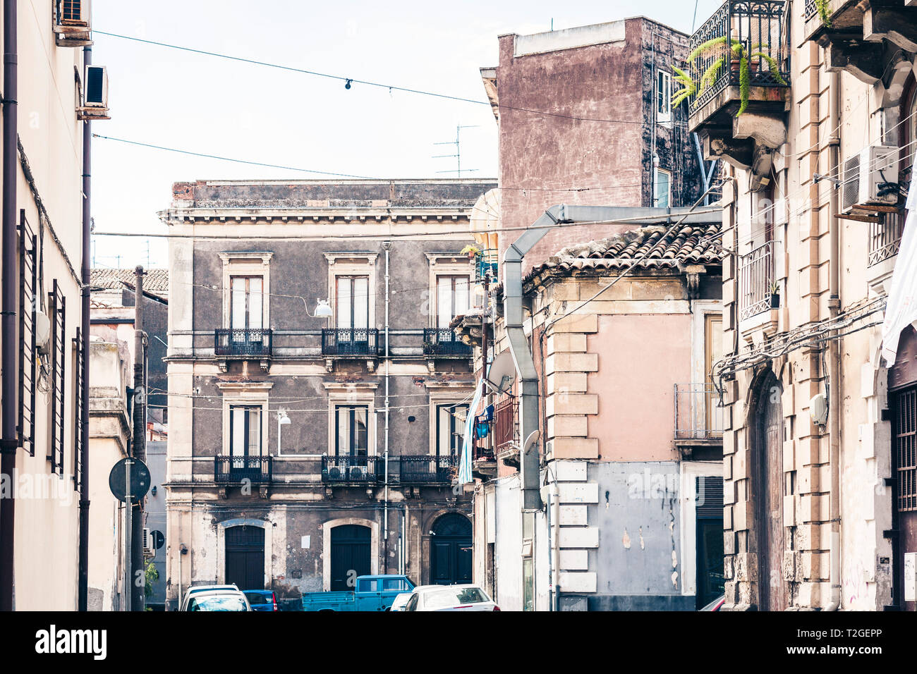 Beautiful cityscape of Italy, historical street of Catania, Sicily ...
