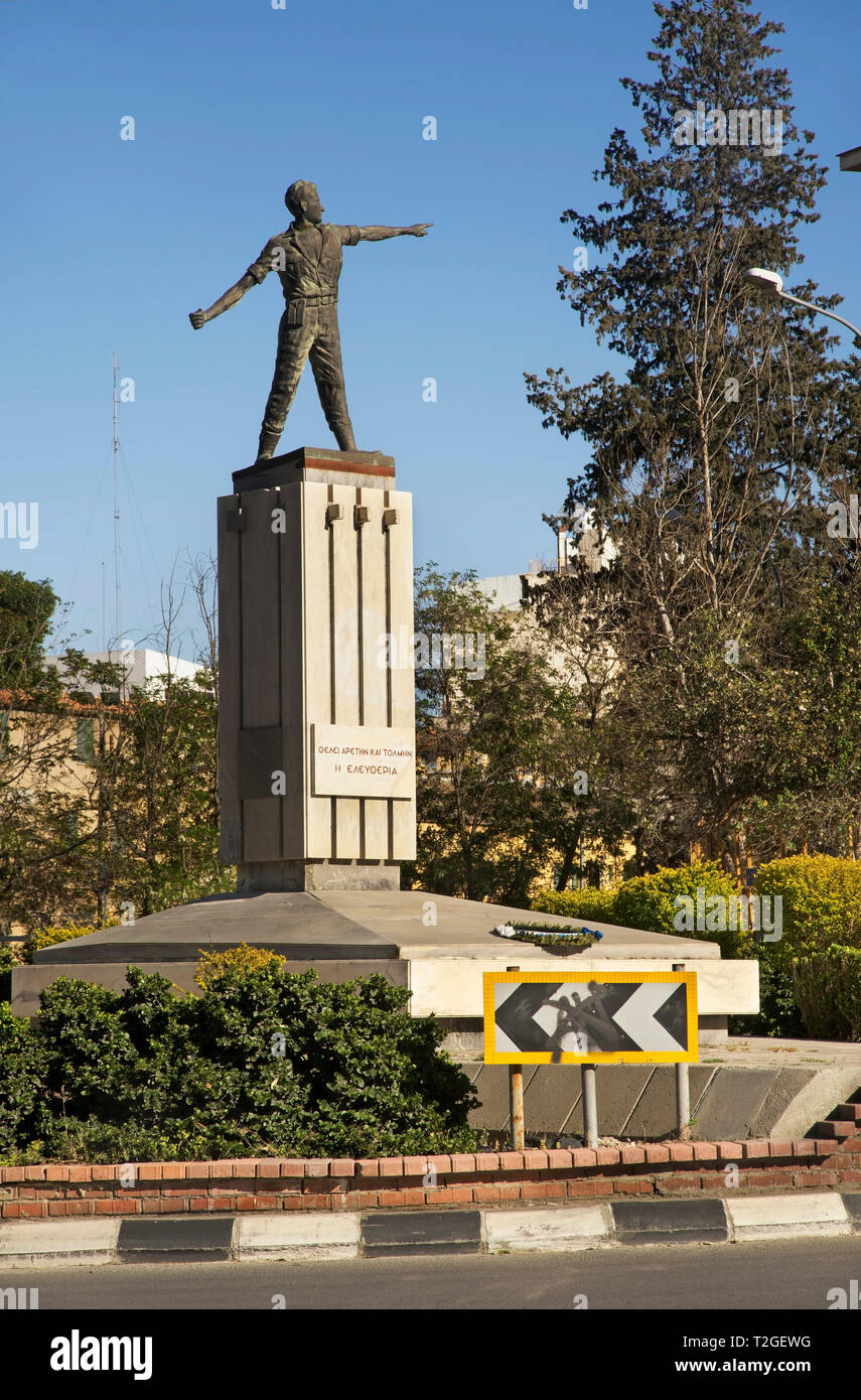Markos Drakos statue at Markos Drakos square in Nicosia. Cyprus Stock Photo - Alamy
