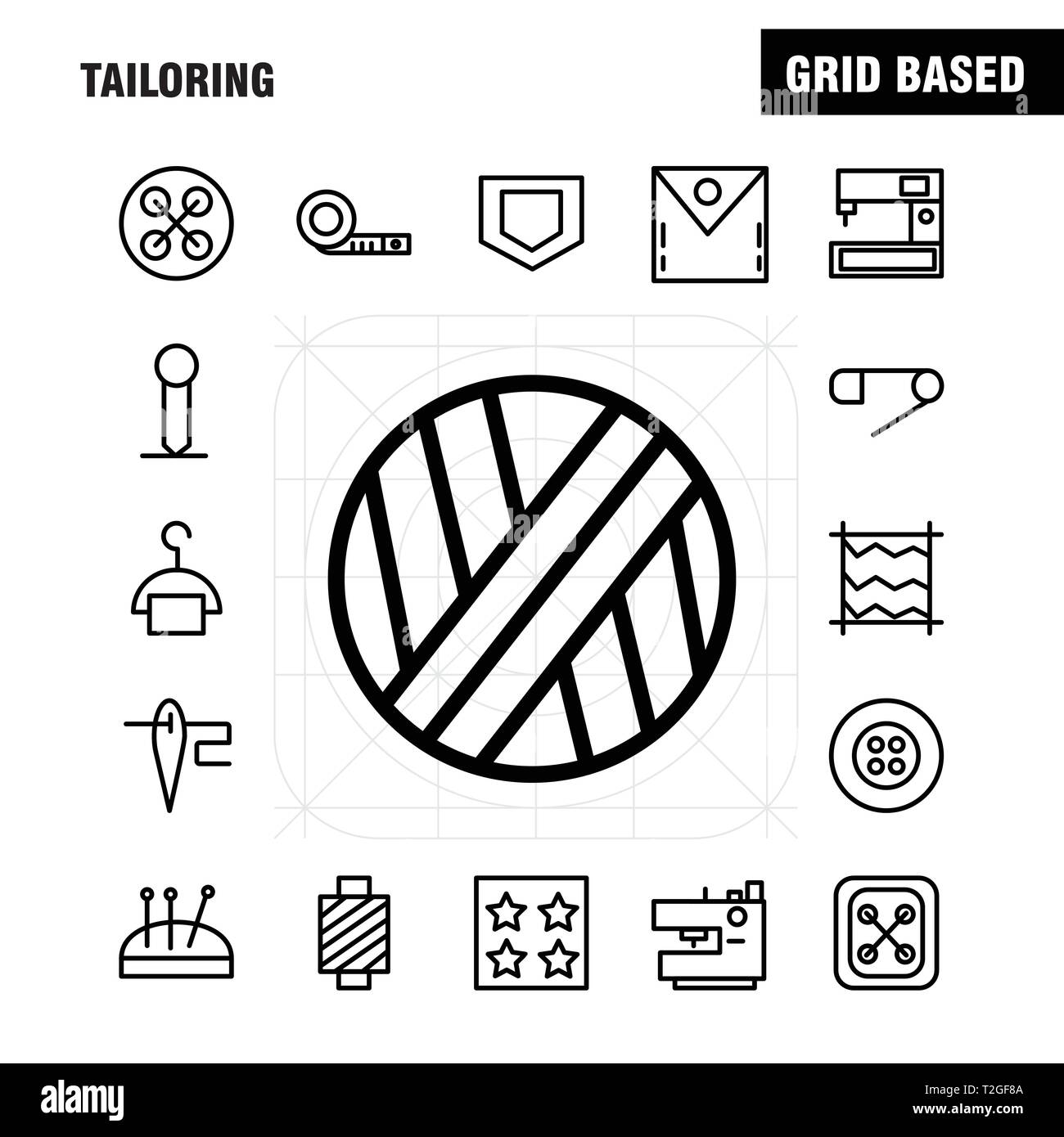 Tailoring Line Icon Pack For Designers And Developers. Icons Of Knit ...