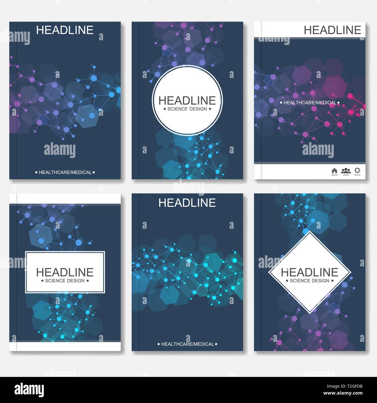 Scientific brochure design template. Vector flyer layout, Molecular ...