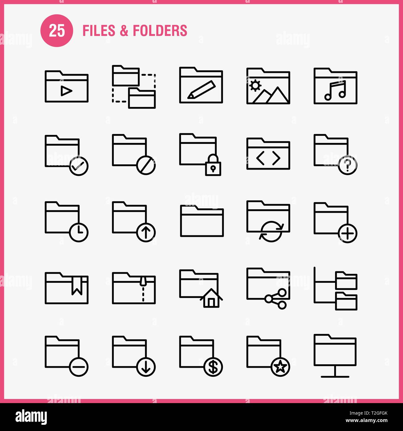 Files And Folders Line Icon Pack For Designers And Developers. Icons Of ...
