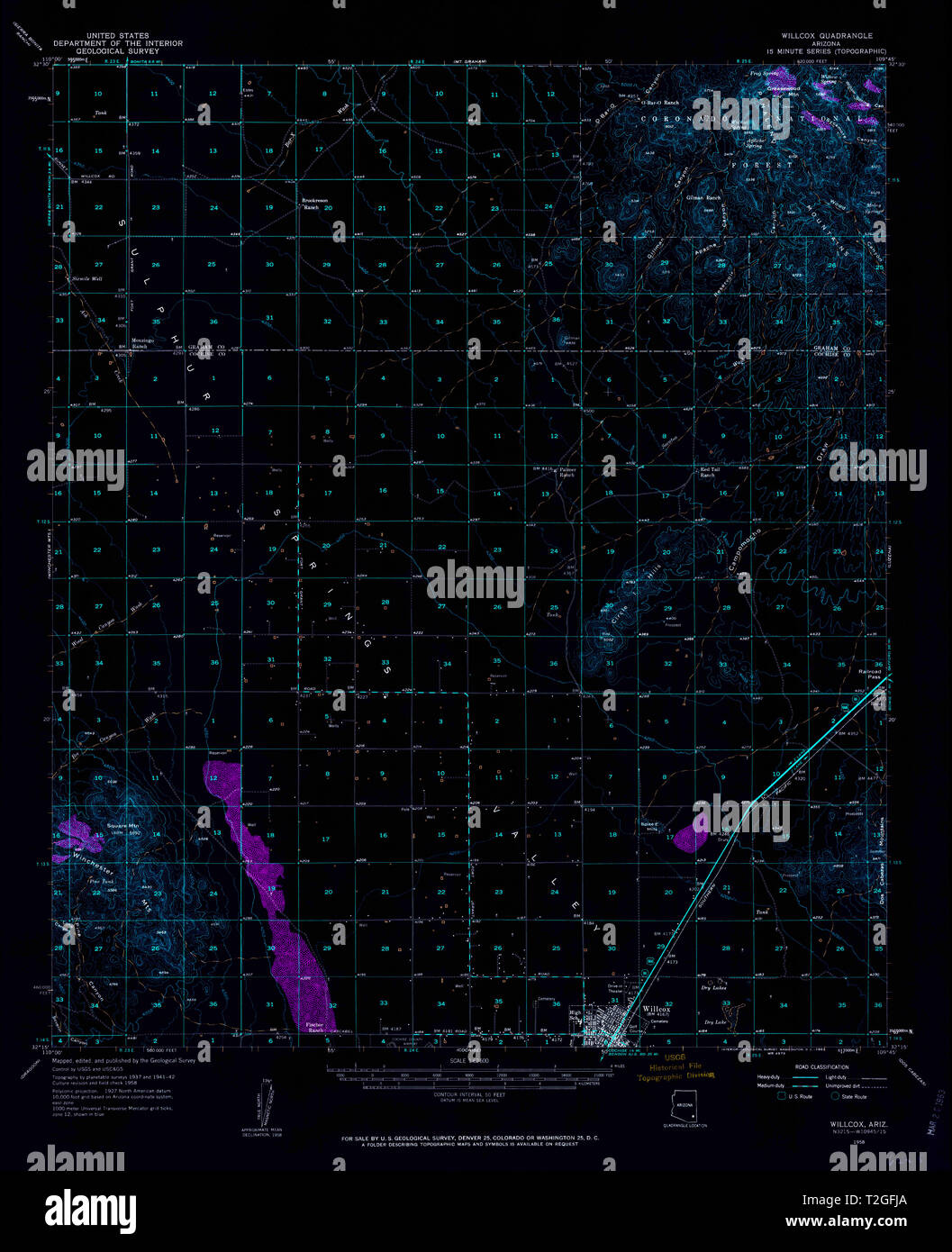 Map of willcox hi-res stock photography and images - Alamy