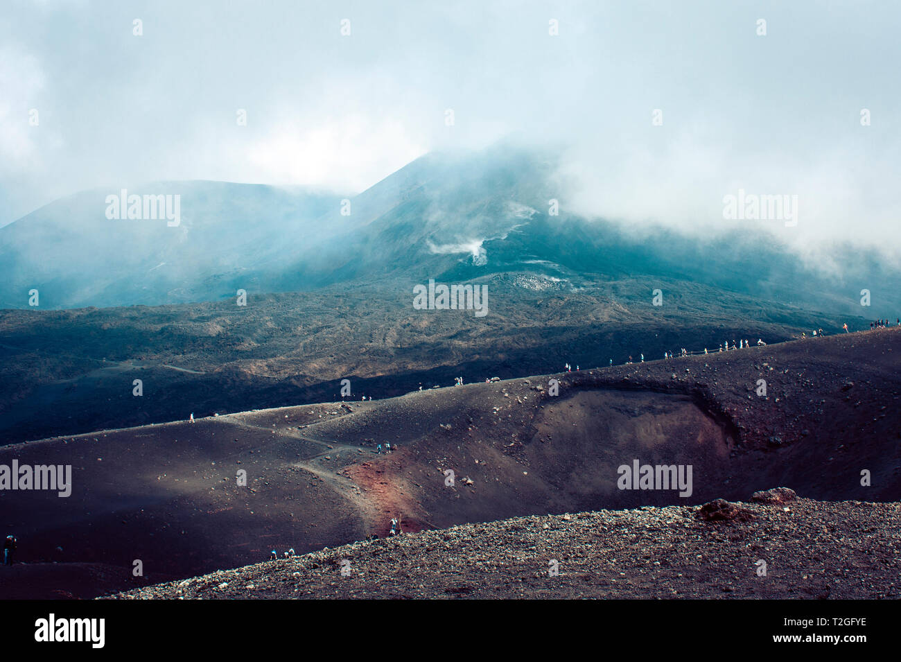 Mount Etna, active volcano on the east coast of Sicily, Italy Stock ...