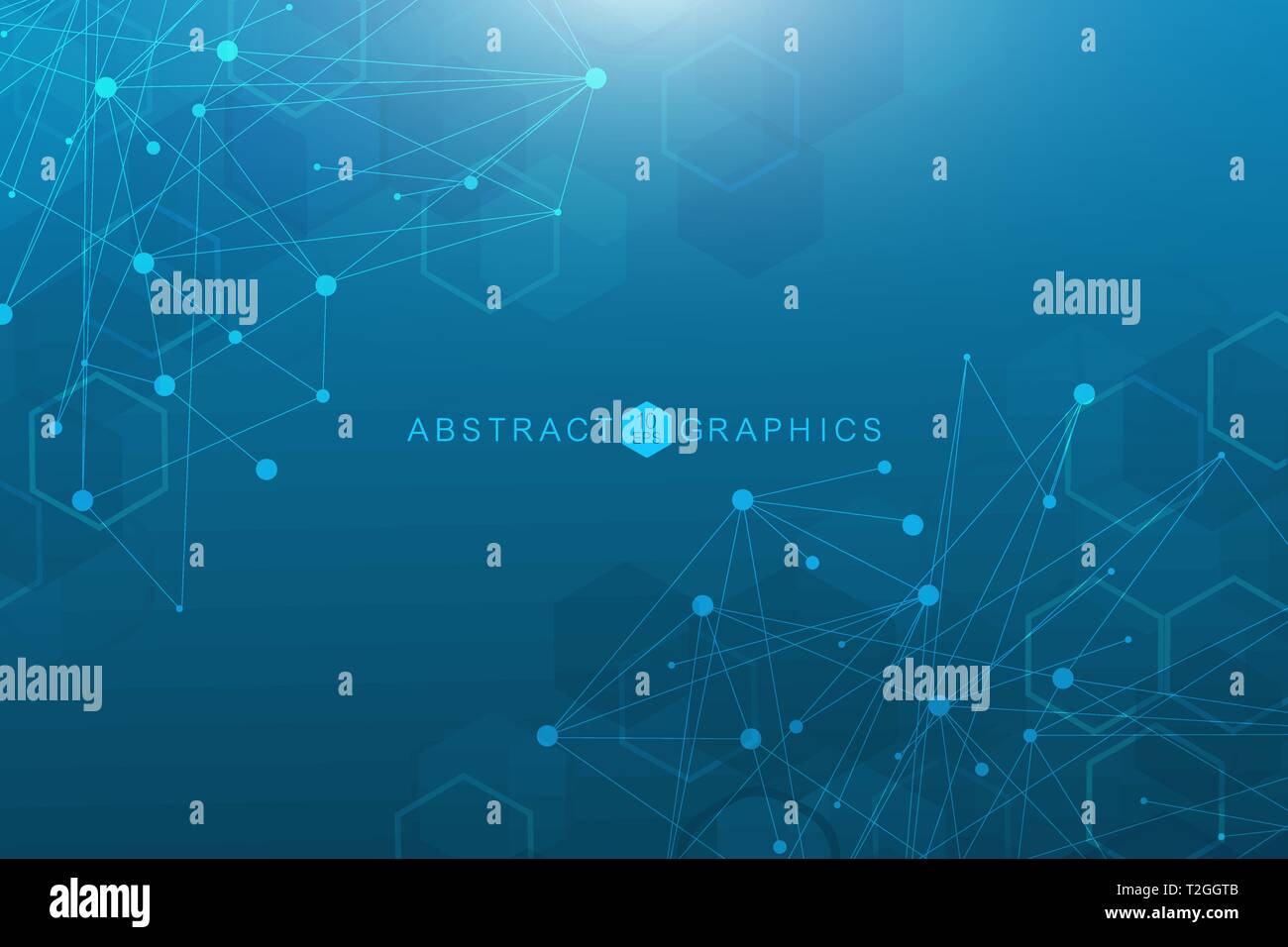 Science network pattern, connecting lines and dots. Technology hexagons ...