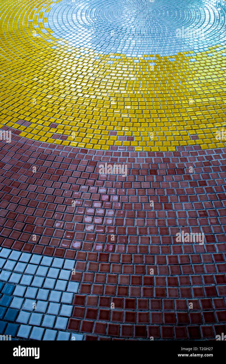 Yellow, White and Brown tiles on the floor of hall Stock Photo - Alamy