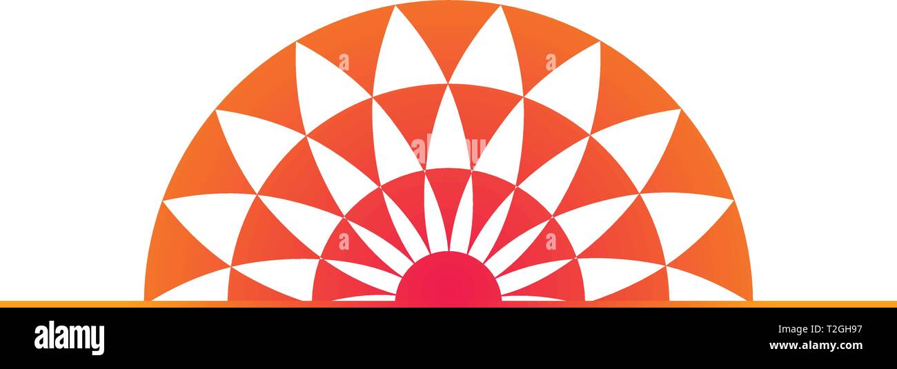 Abstract geometric sun logo. Orange flower icon. Lotus symbol. Vector ...