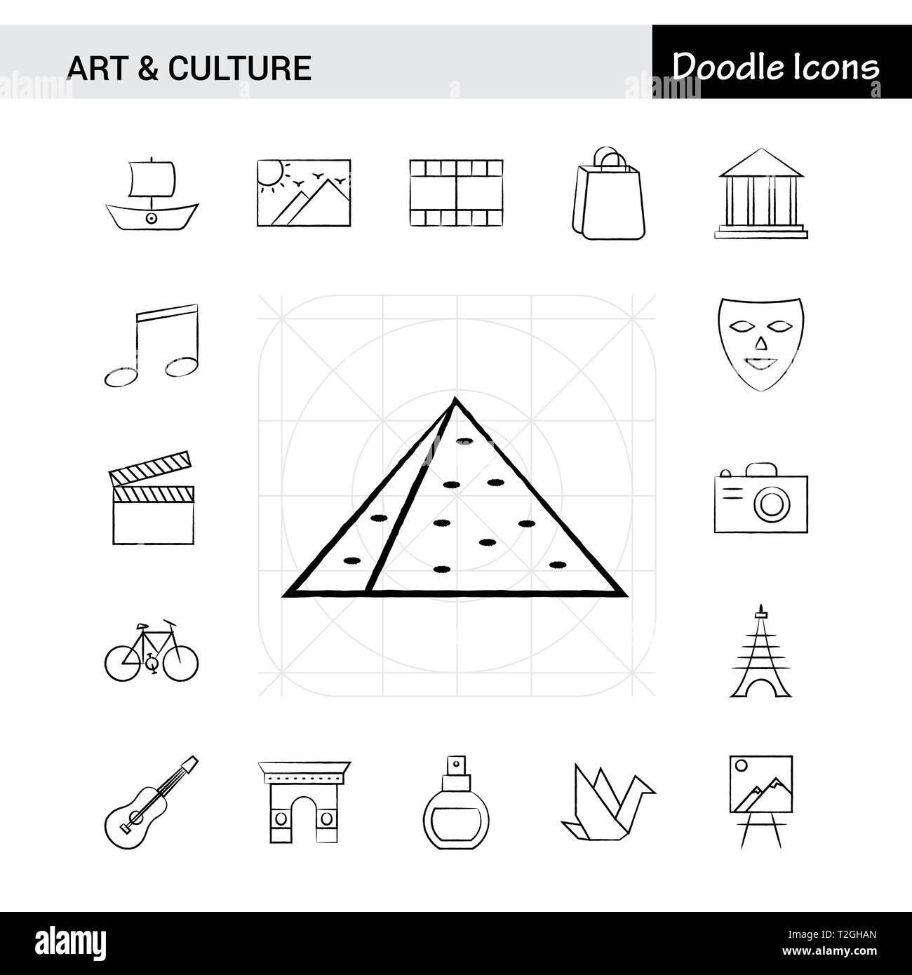 Set of 17 Art and Culture hand-drawn icon set Stock Vector Image & Art ...