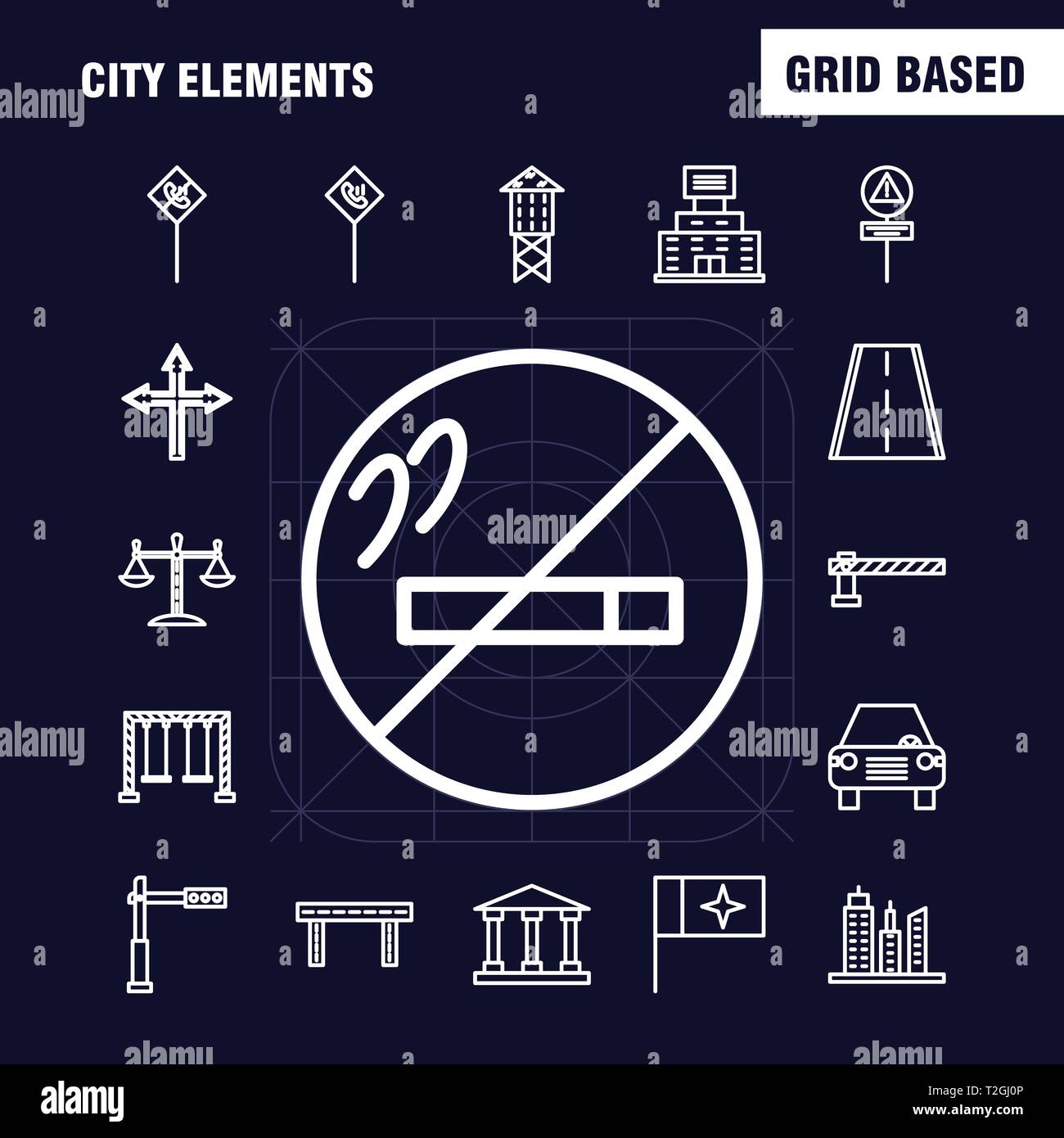 City Elements Line Icons Set For Infographics, Mobile UX/UI Kit And ...