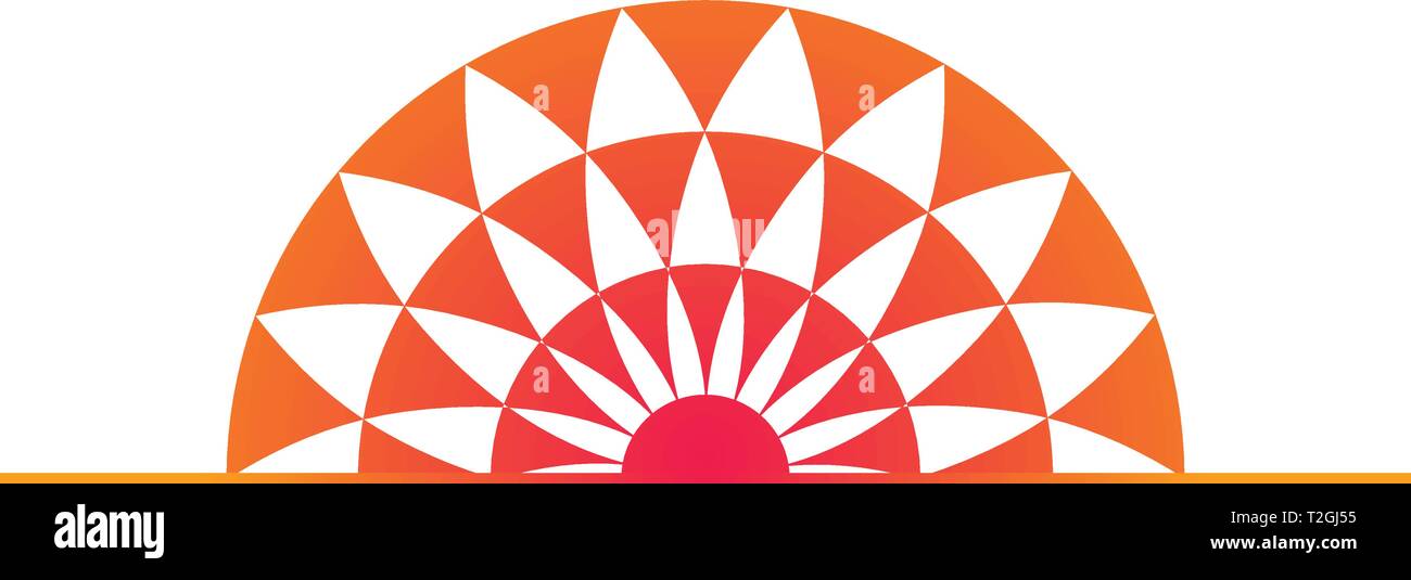 Abstract geometric sun logo. Orange flower icon. Lotus symbol. Vector ...