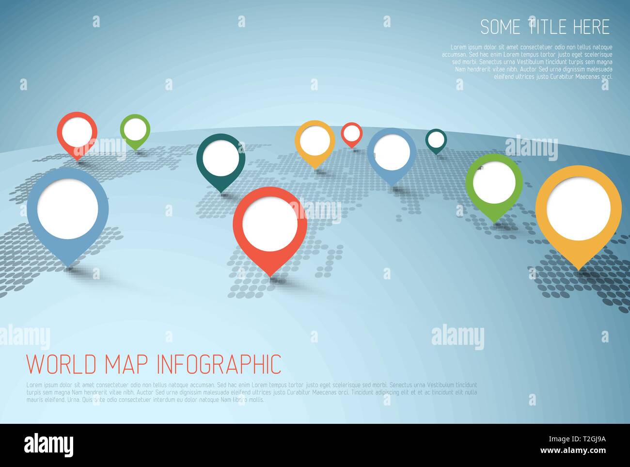 World Map With Pointer Marks Communication Concept Stock Vector Image