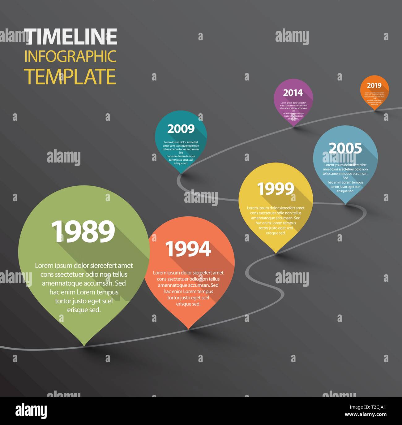 Vector dark retro Infographic Timeline Template with pointers Stock ...