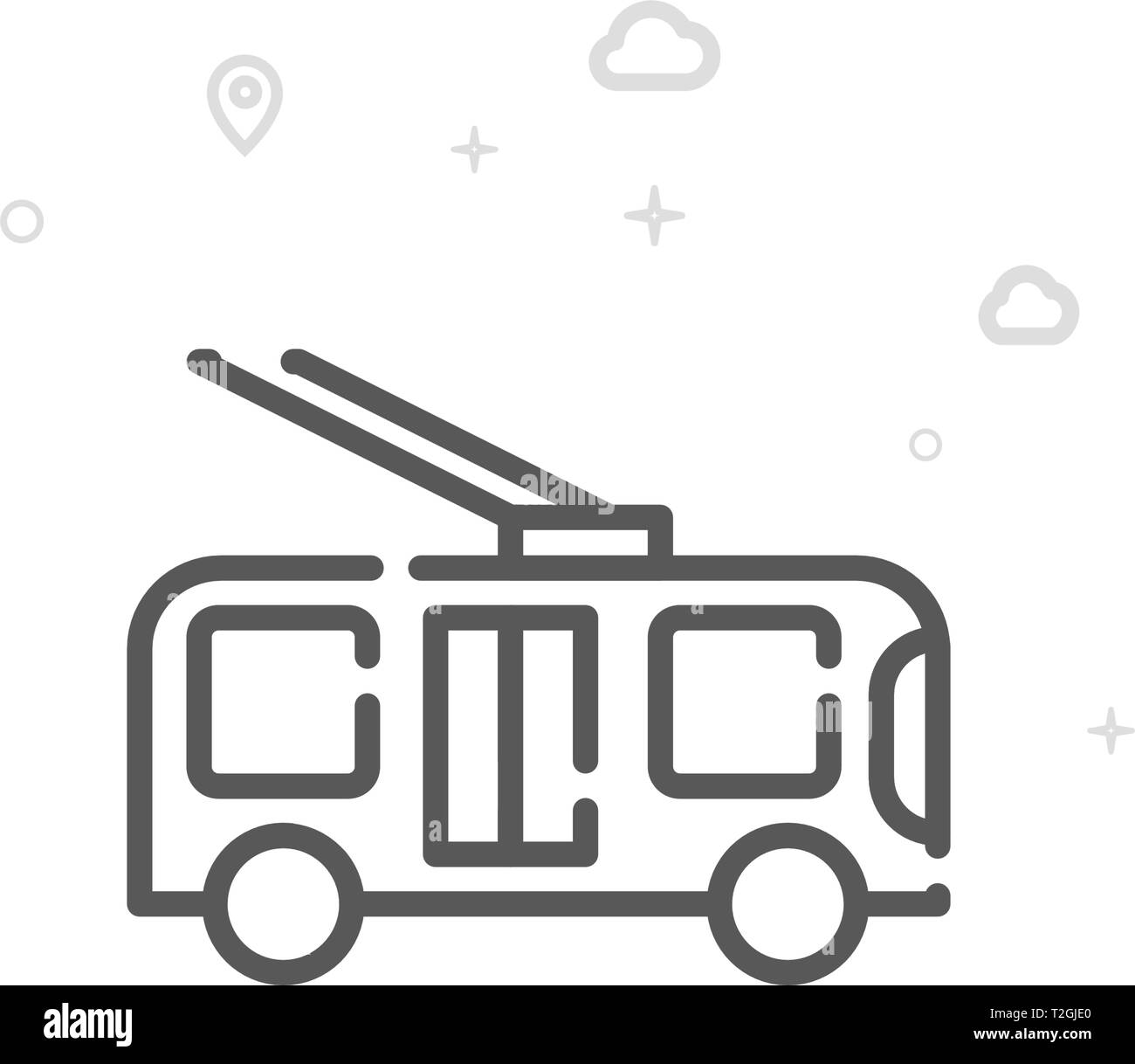 Trolleybus, Trackless Trolley Vector Line Icon. City Urban Transport ... Trolleybus, Trackless Trolley Vector Line Icon. City Urban Transport ...