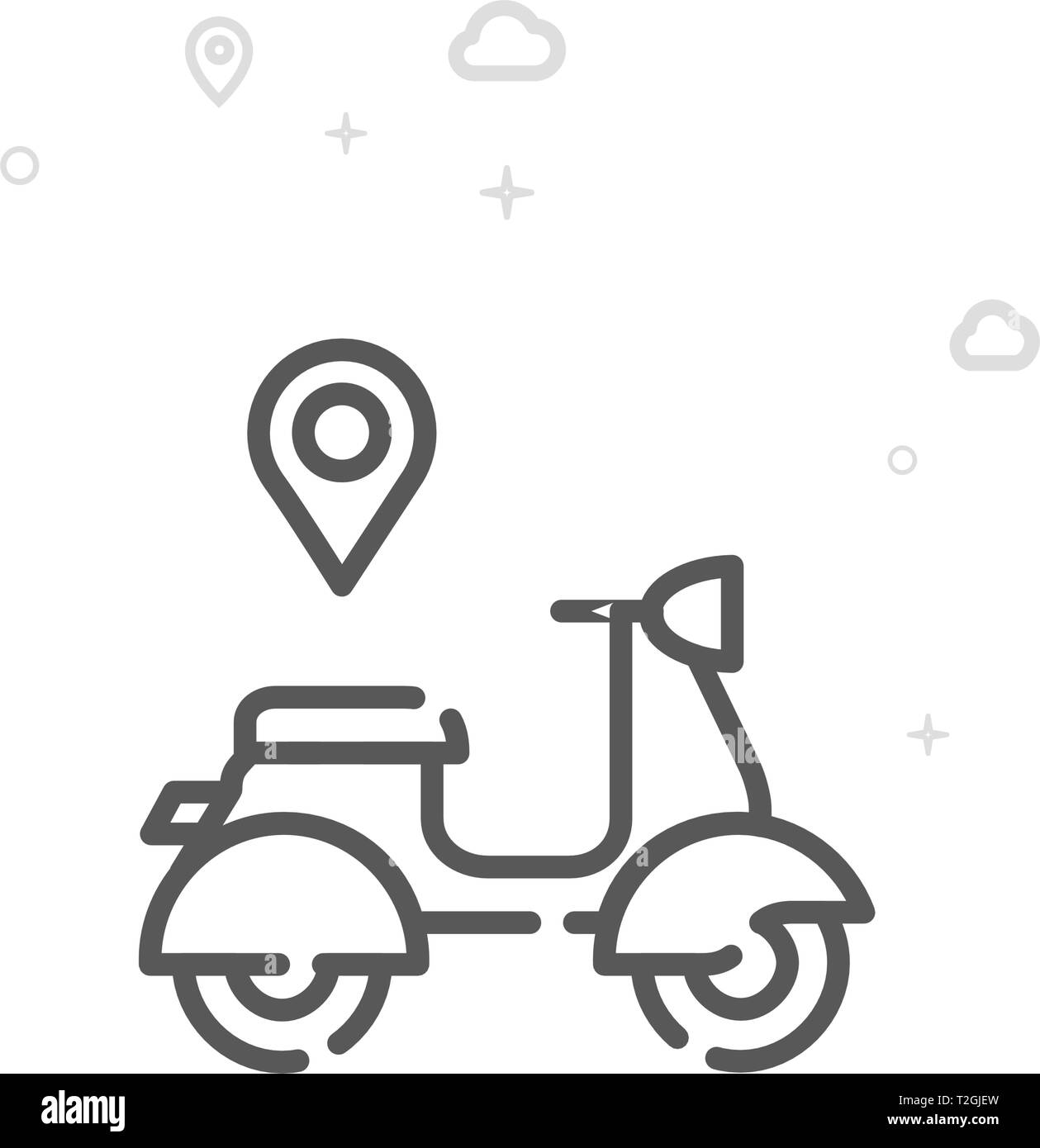 Scooter Delivery Vector Line Icon. City Urban Transport Symbol ...