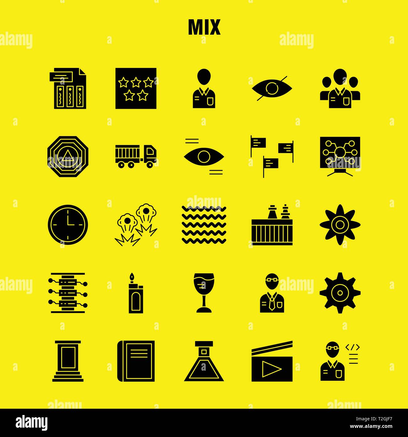 Mix Solid Glyph Icons Set For Infographics, Mobile UX/UI Kit And Print ...