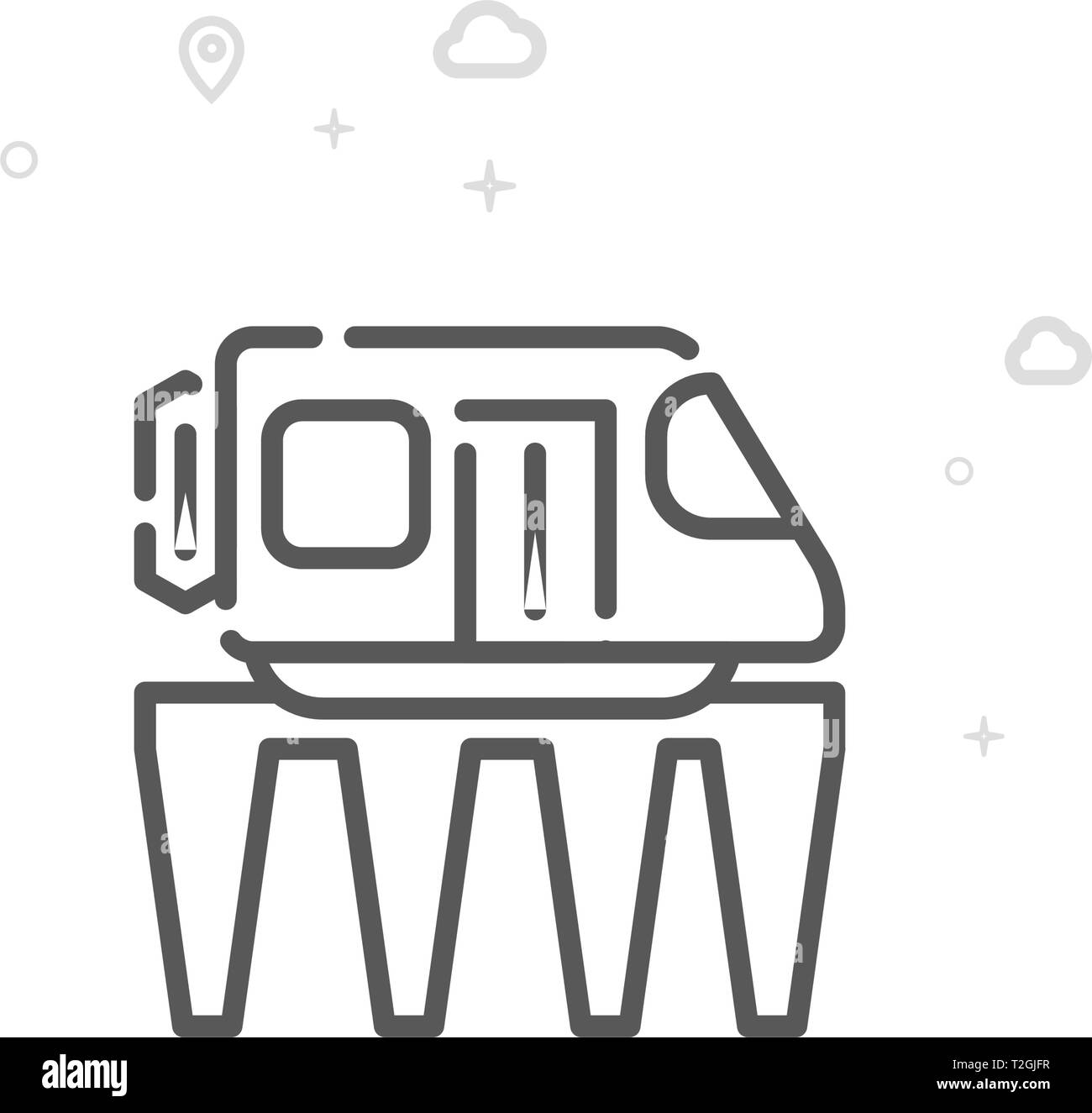 Monorail Road Train Vector Line Icon. City Urban Transport Symbol ...