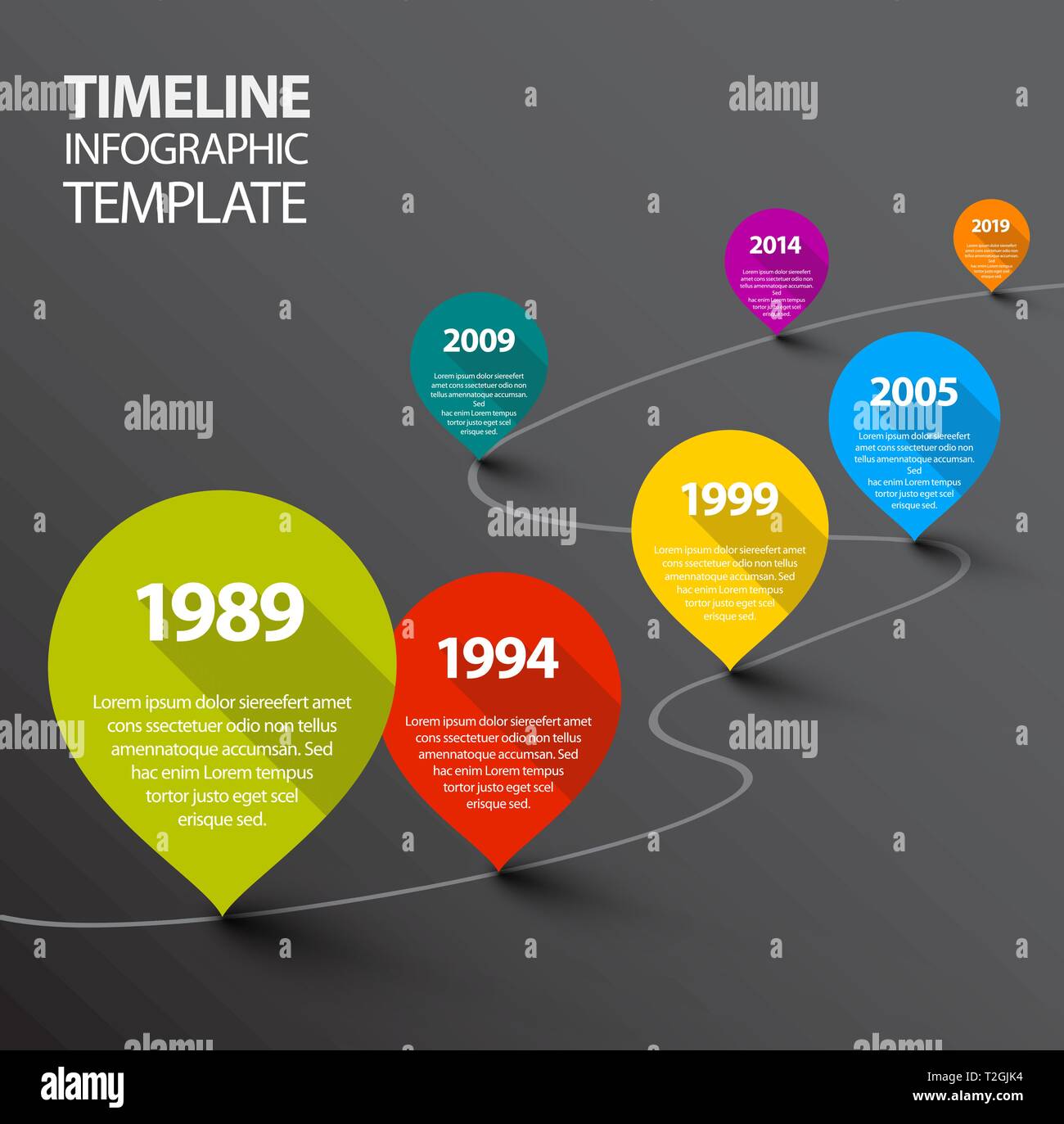 Vector dark retro Infographic Timeline Template with pointers Stock ...