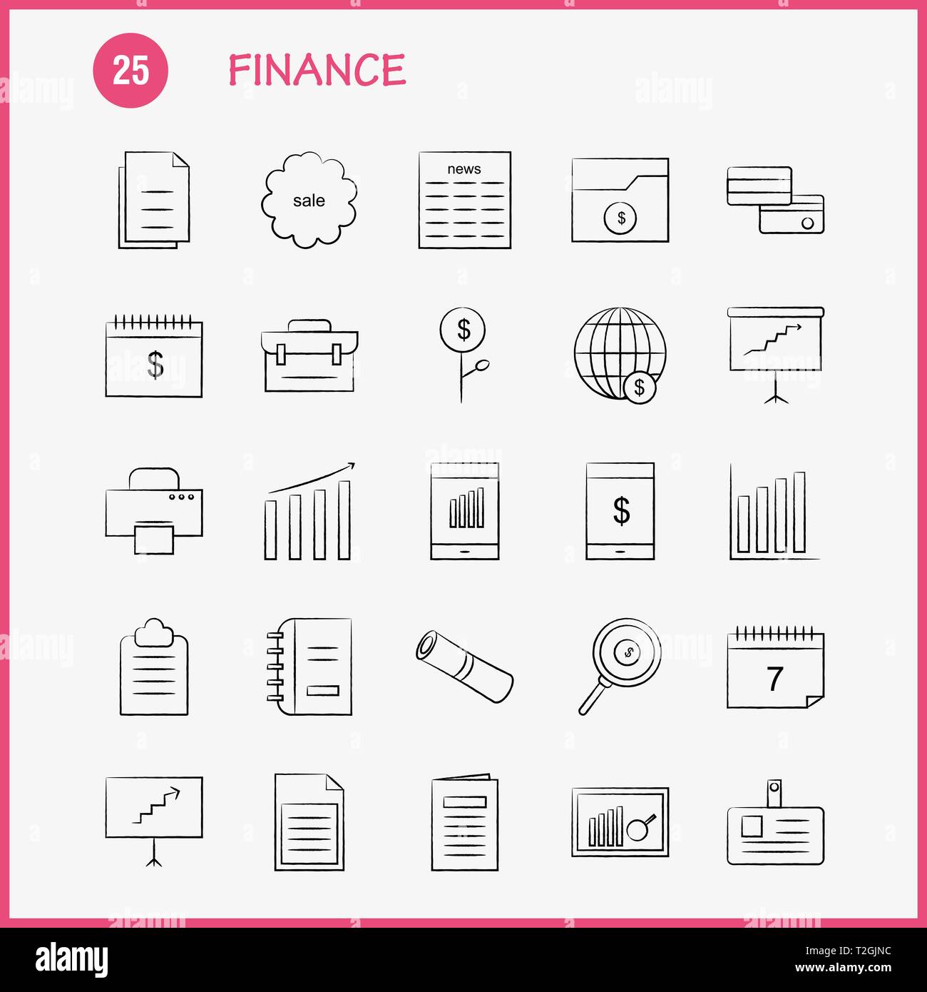 Finance Hand Drawn Icons Set For Infographics, Mobile UX/UI Kit And ...