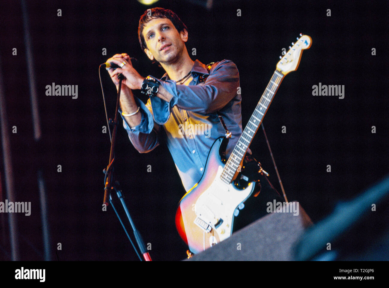 Jonathan Donahue of Mercury Rev performing at the Glastonbury Festival ...