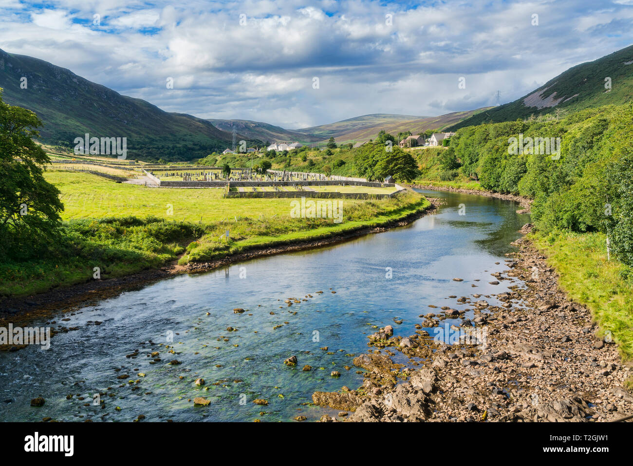 Helmsdale, looking up River, Sutherland coast, Highland Region ...