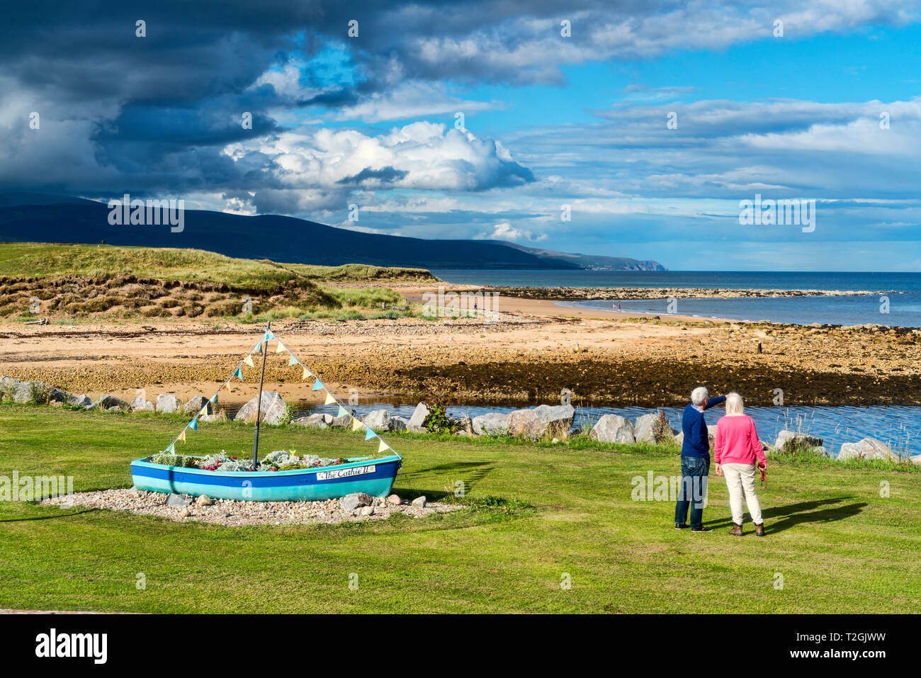 Looking north up Sutherland coast from Brora Harbour, Highland Region ...