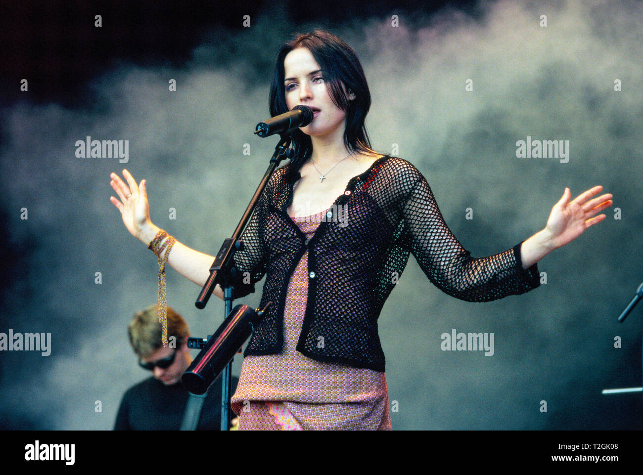 Andrea Corr performing with the Corr's at the Glastonbury Festival 1999 ...