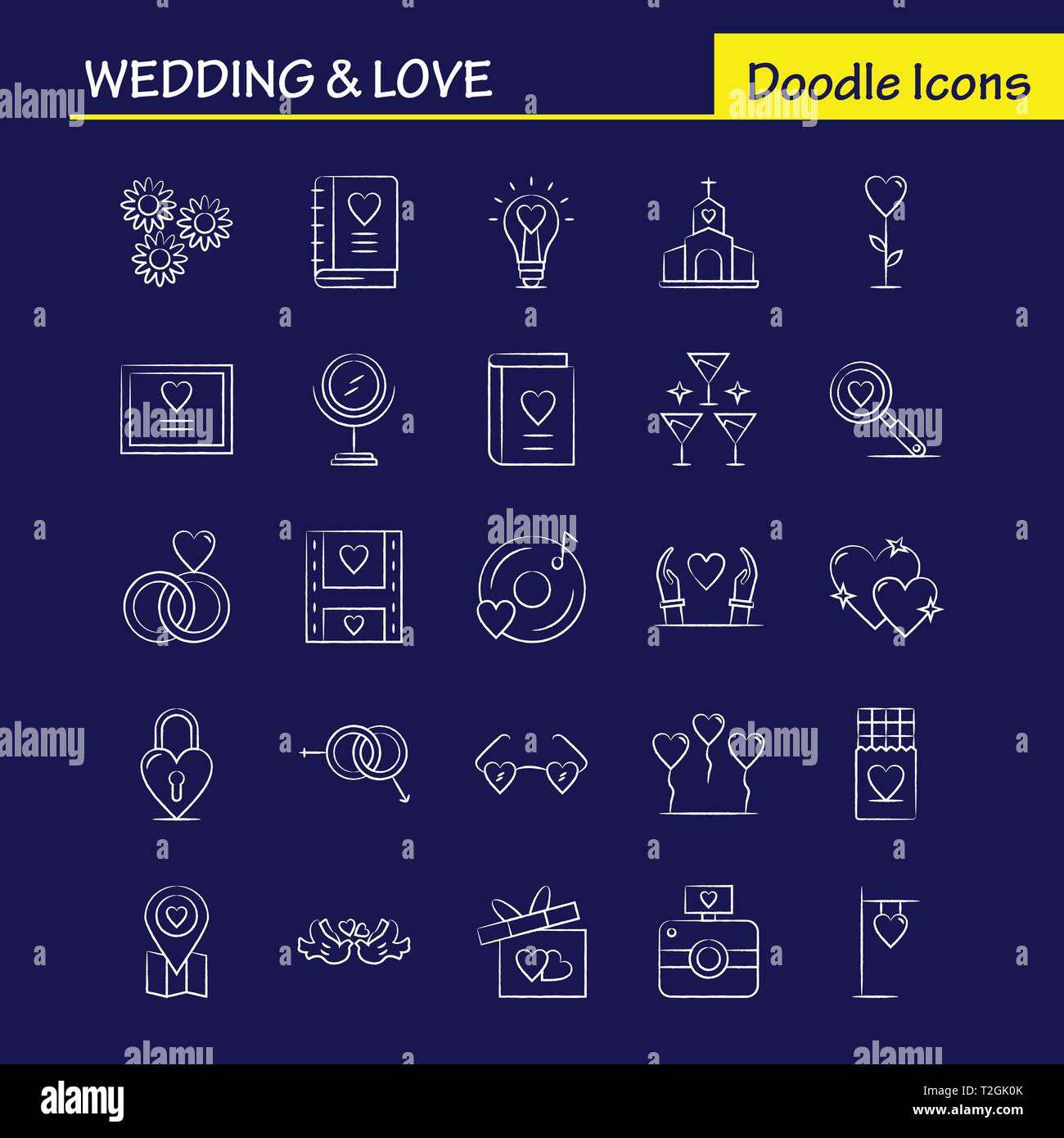 Wedding And Love Hand Drawn Icons Set For Infographics, Mobile UX/UI ...