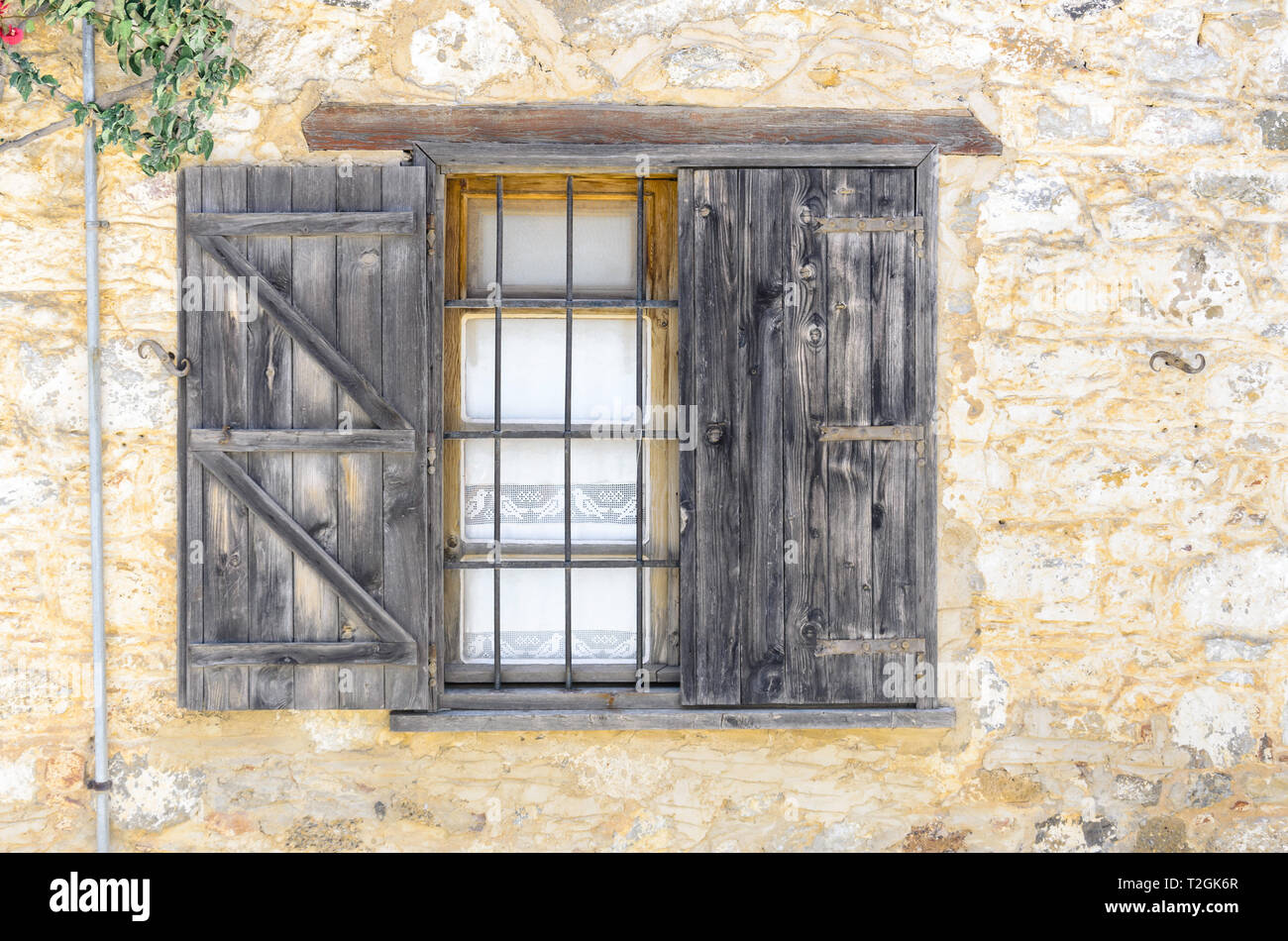 Window of a wooden hut Stock Photo - Alamy