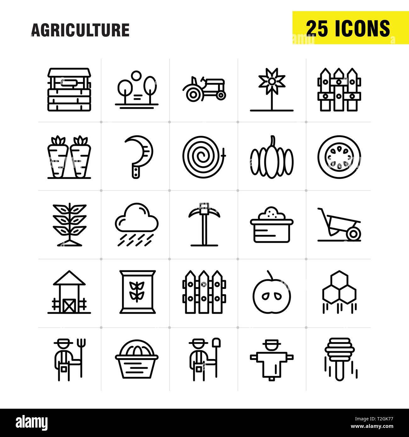 Agriculture Line Icon Pack For Designers And Developers. Icons Of ...