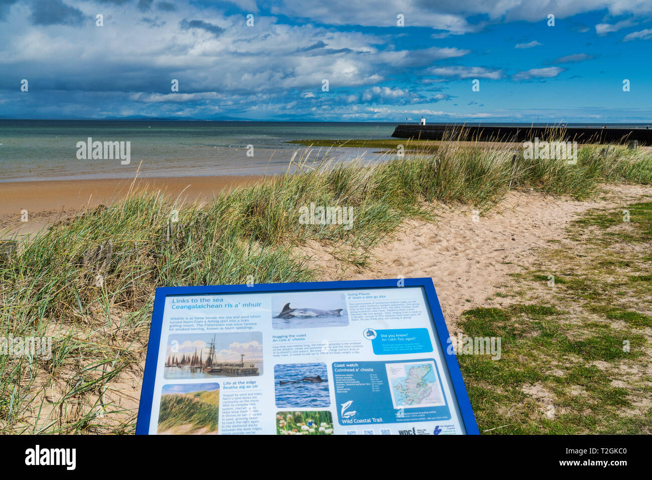 Nairn harbour, pier, river, beach, Moray Firth, Highland Region ...