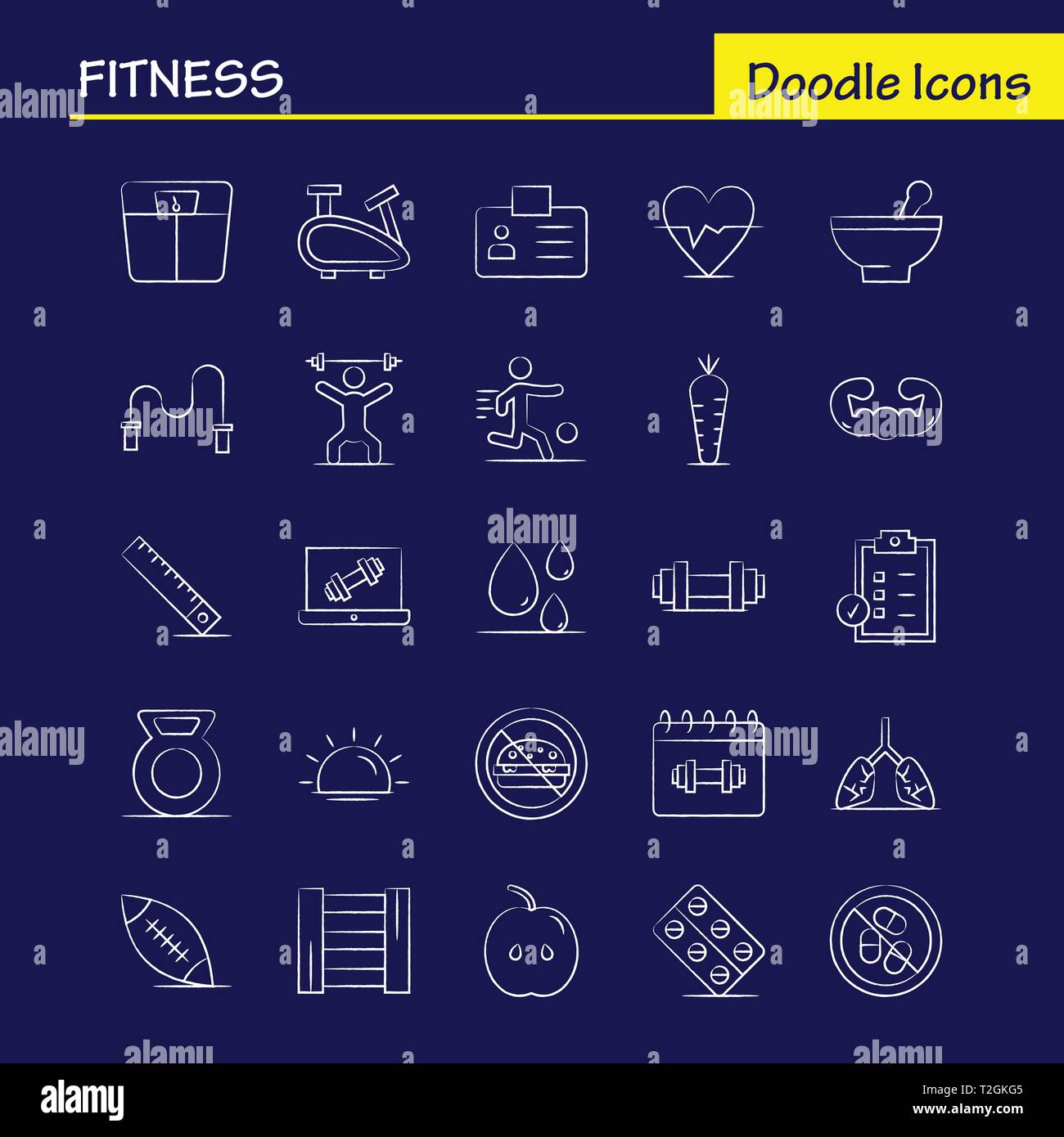 Fitness Hand Drawn Icons Set For Infographics, Mobile UX/UI Kit And ...
