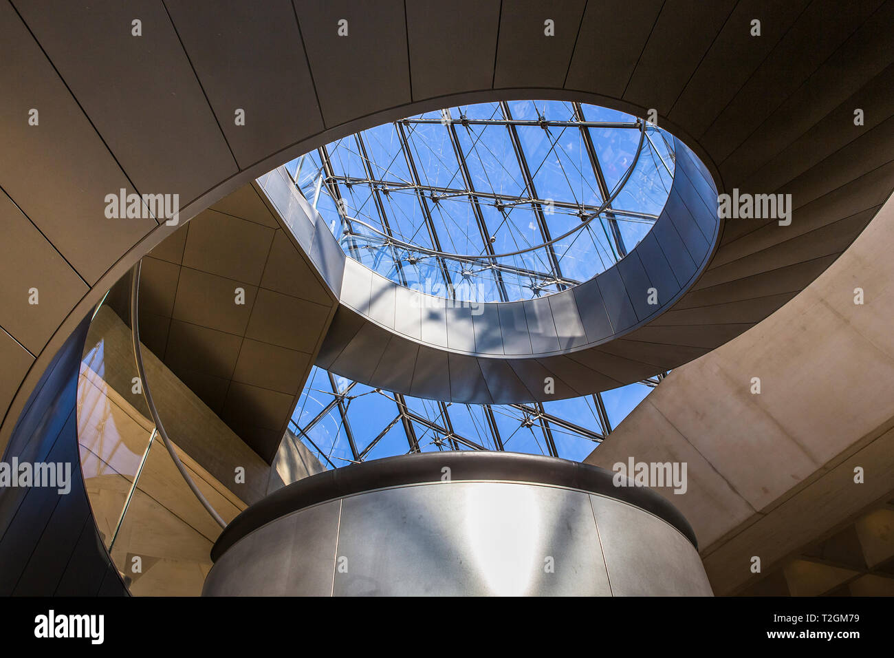 PARIS, FRANCE, MARCH 03, 2017 : staircase in the pyramid at the Louvre ...