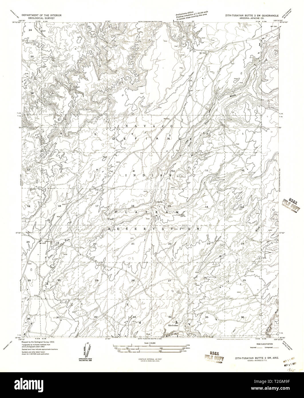 USGS TOPO Map Arizona AZ Zith-Tusayan Butte 2 SW 314242 1955 24000 ...