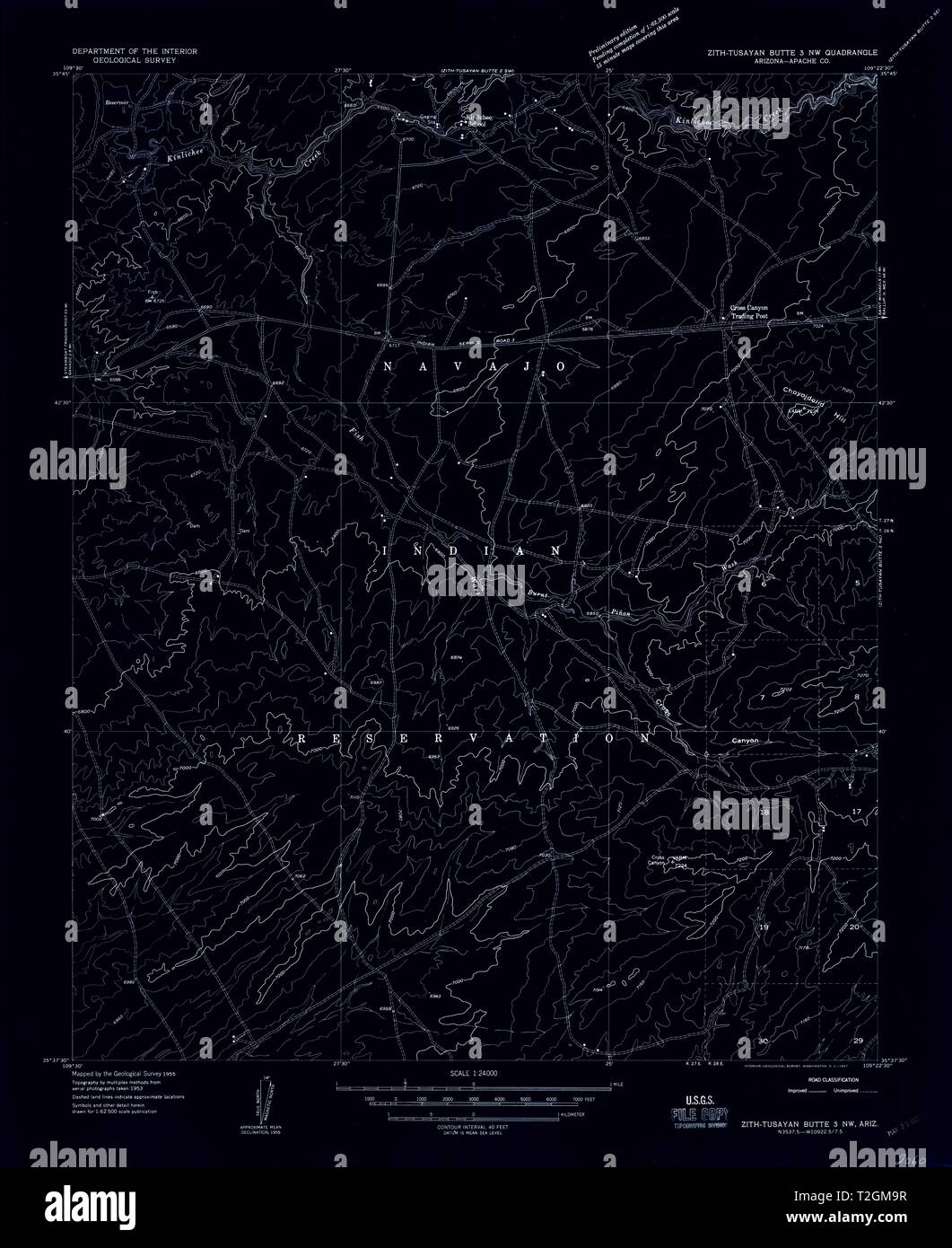 USGS TOPO Map Arizona AZ Zith-Tusayan Butte 3 NW 314244 1955 24000 ...