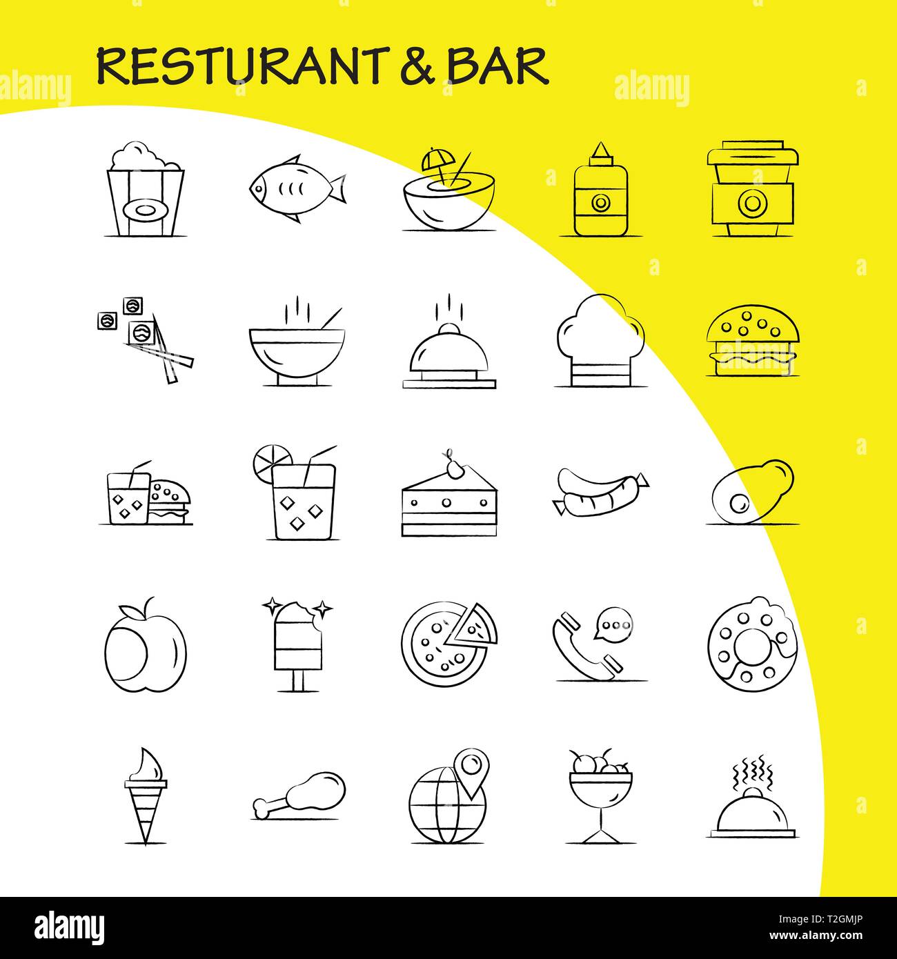 Restaurant And Bar Hand Drawn Icon for Web, Print and Mobile UX/UI Kit ...