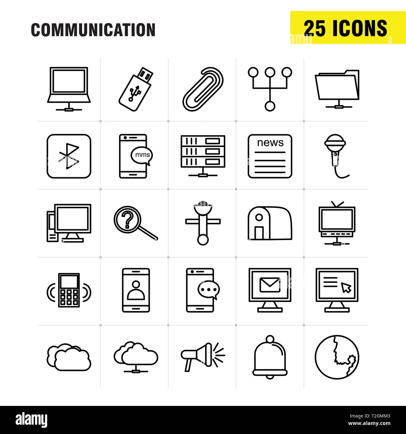 Communication Line Icons Set For Infographics, Mobile UX/UI Kit And ...