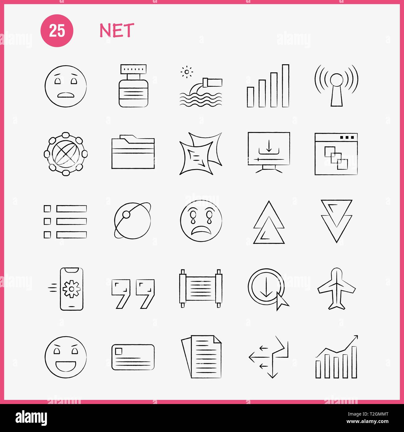 Net Hand Drawn Icons Set For Infographics, Mobile UX/UI Kit And Print ...