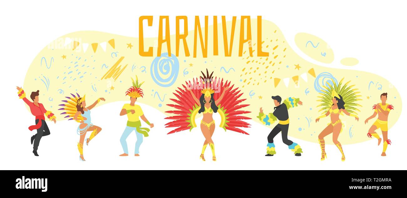 Carnival design template with dancing people silhouette. Vector ...