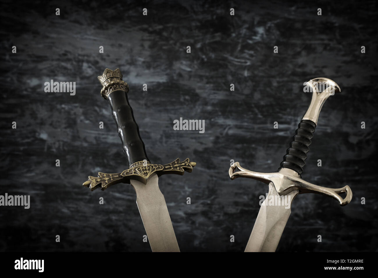 low key banner of silver sword. fantasy medieval period Stock Photo - Alamy