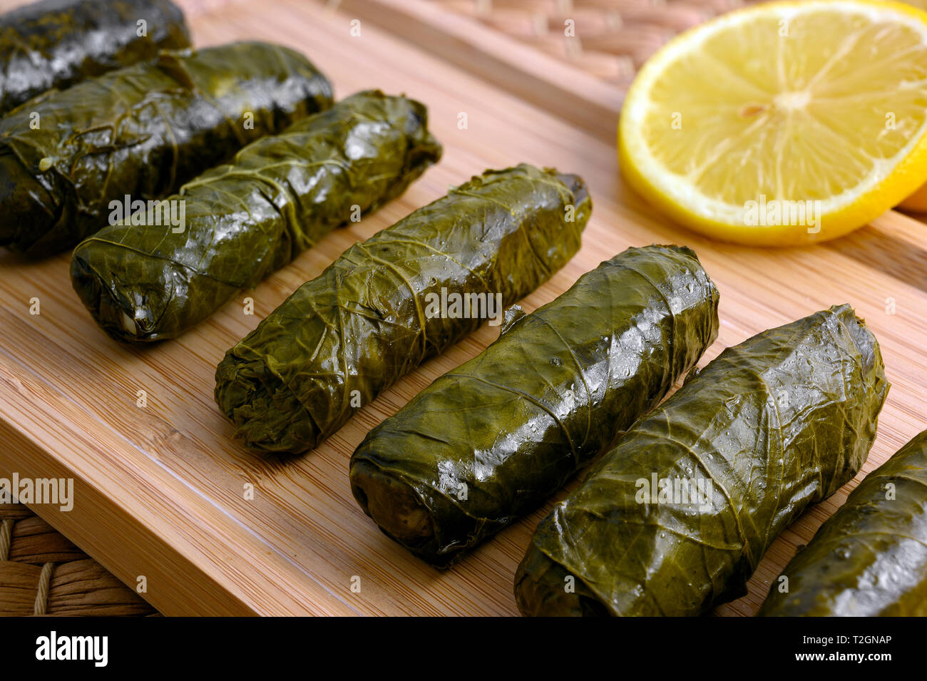 Delicious stuffed grape leaves (the traditional dolma of the ...
