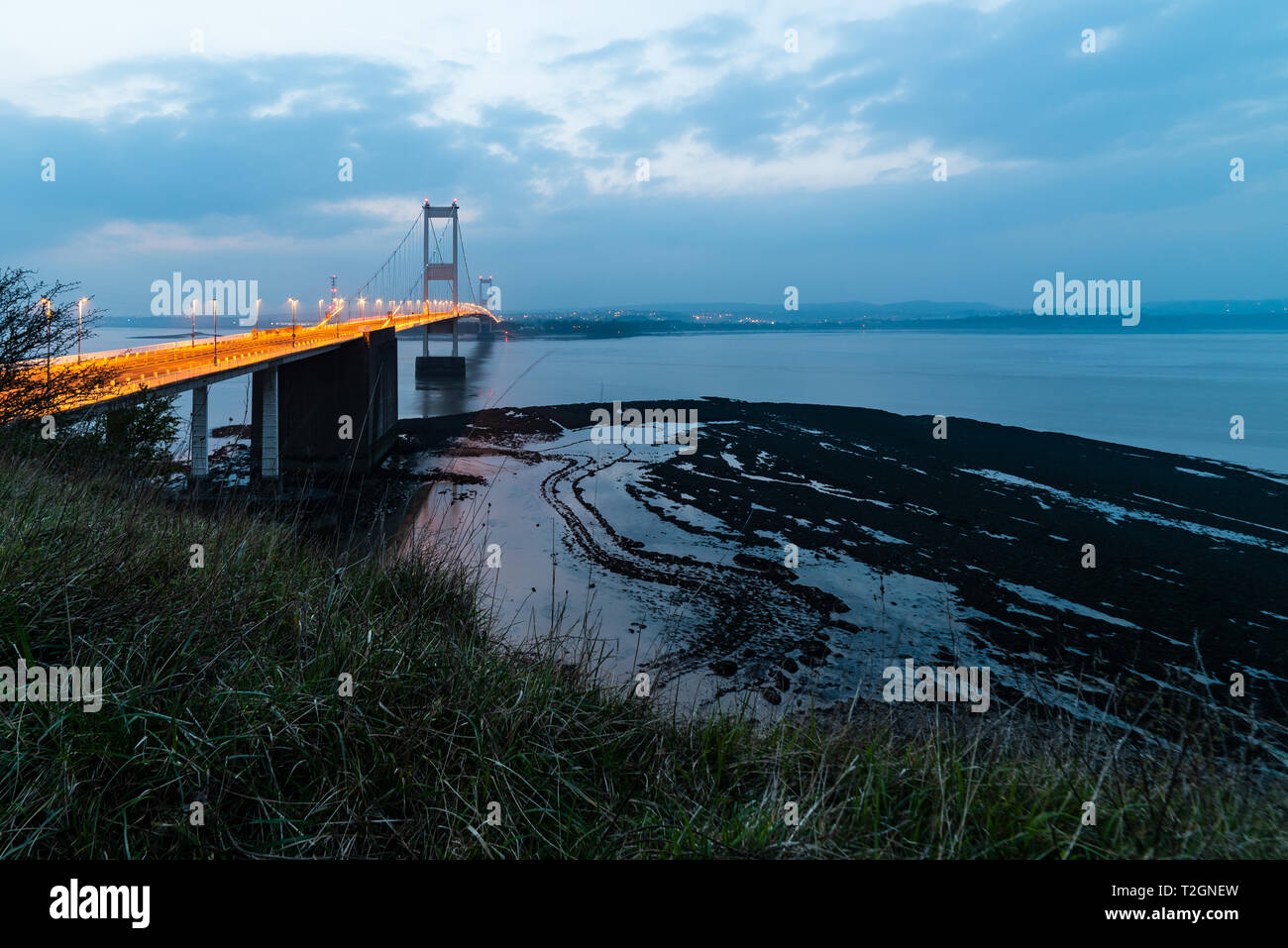 An aerial view of the Severn Bridge, First Severn Bridge, Linking Wales ...