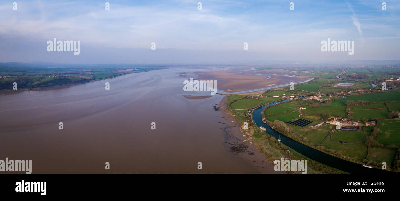 Aerial view of the Historic tidal river bank erosion protection scheme ...