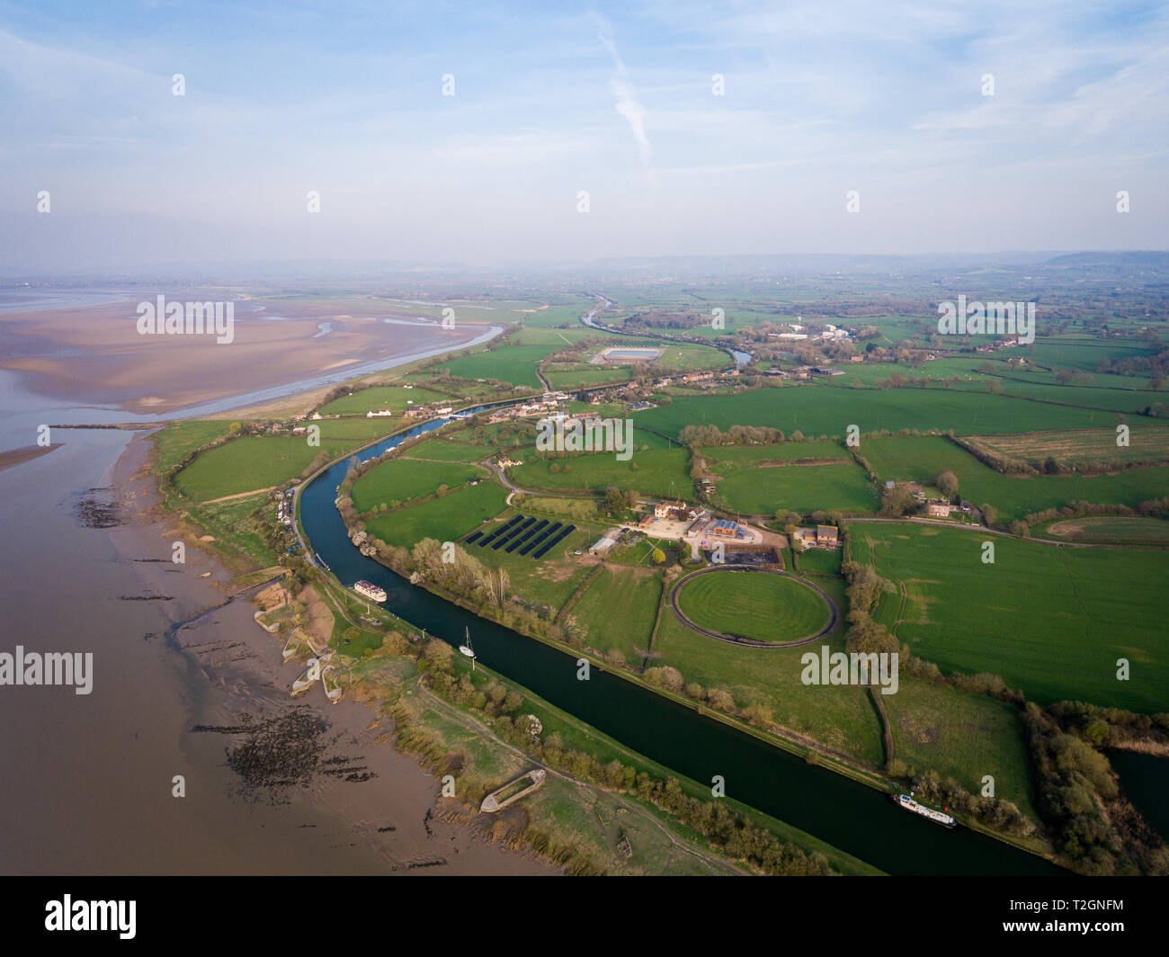 Aerial view of the Historic tidal river bank erosion protection scheme ...