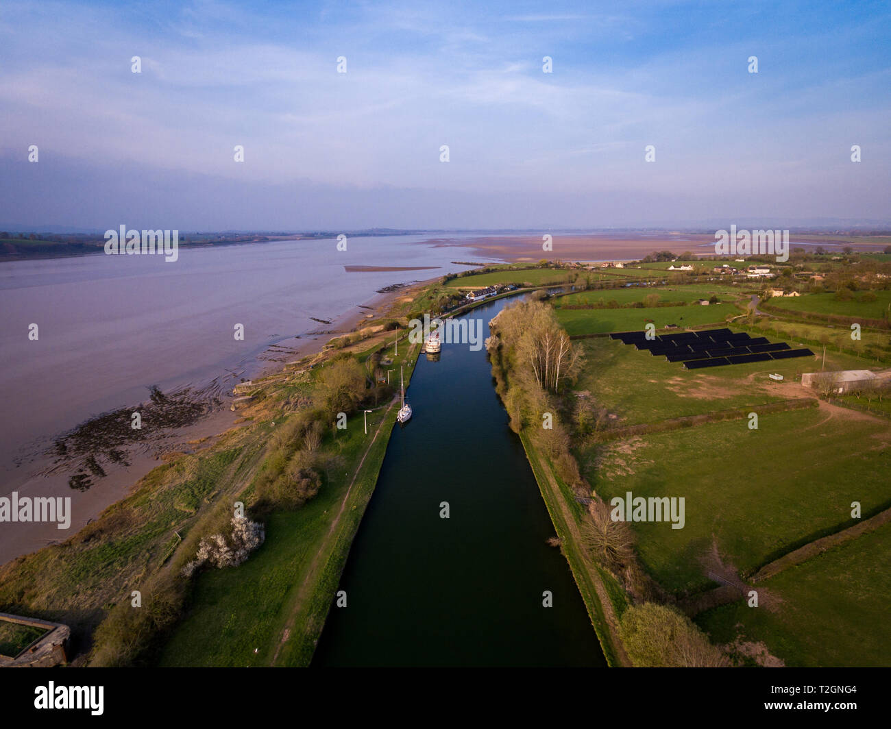 Aerial view of the Historic tidal river bank erosion protection scheme ...