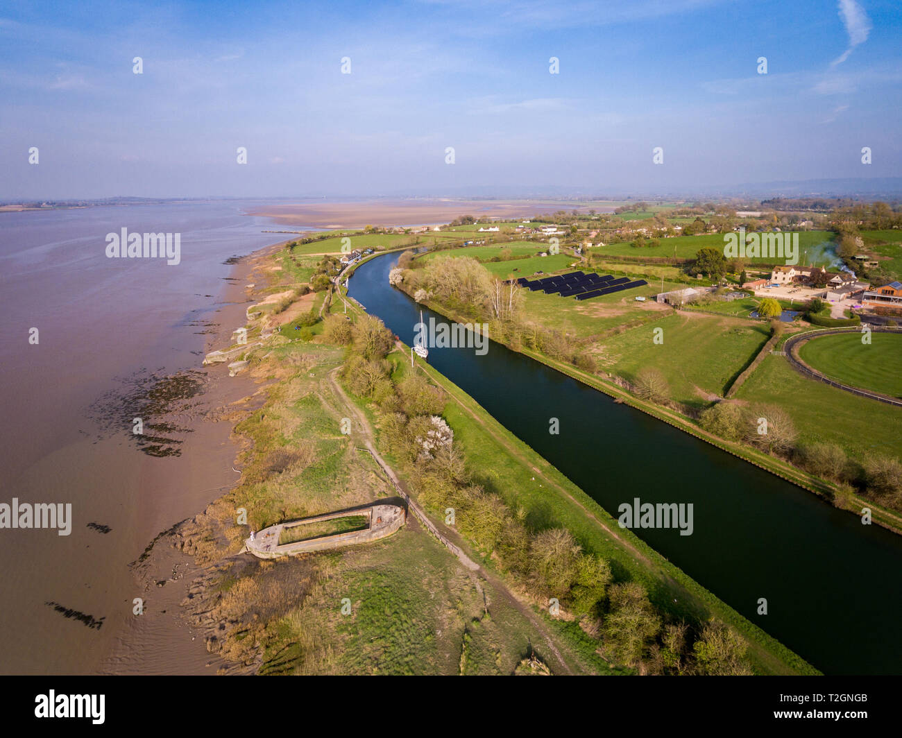 Aerial view of the Historic tidal river bank erosion protection scheme ...