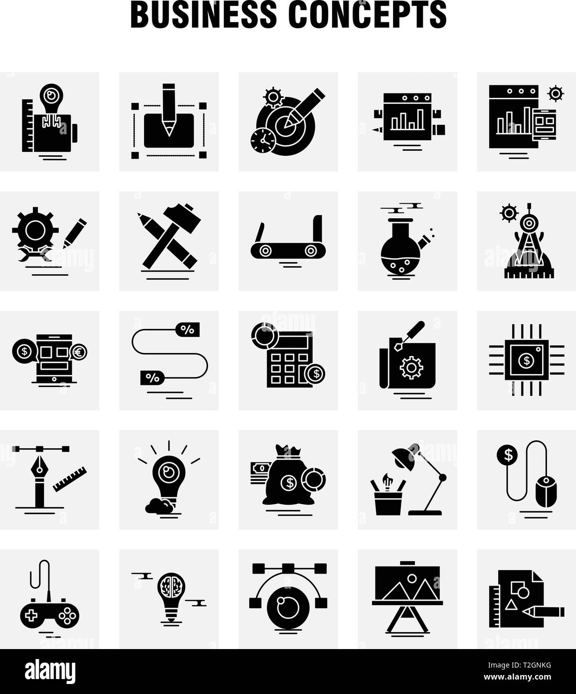 Business Concepts Solid Glyph Icons Set For Infographics, Mobile UX/UI ...