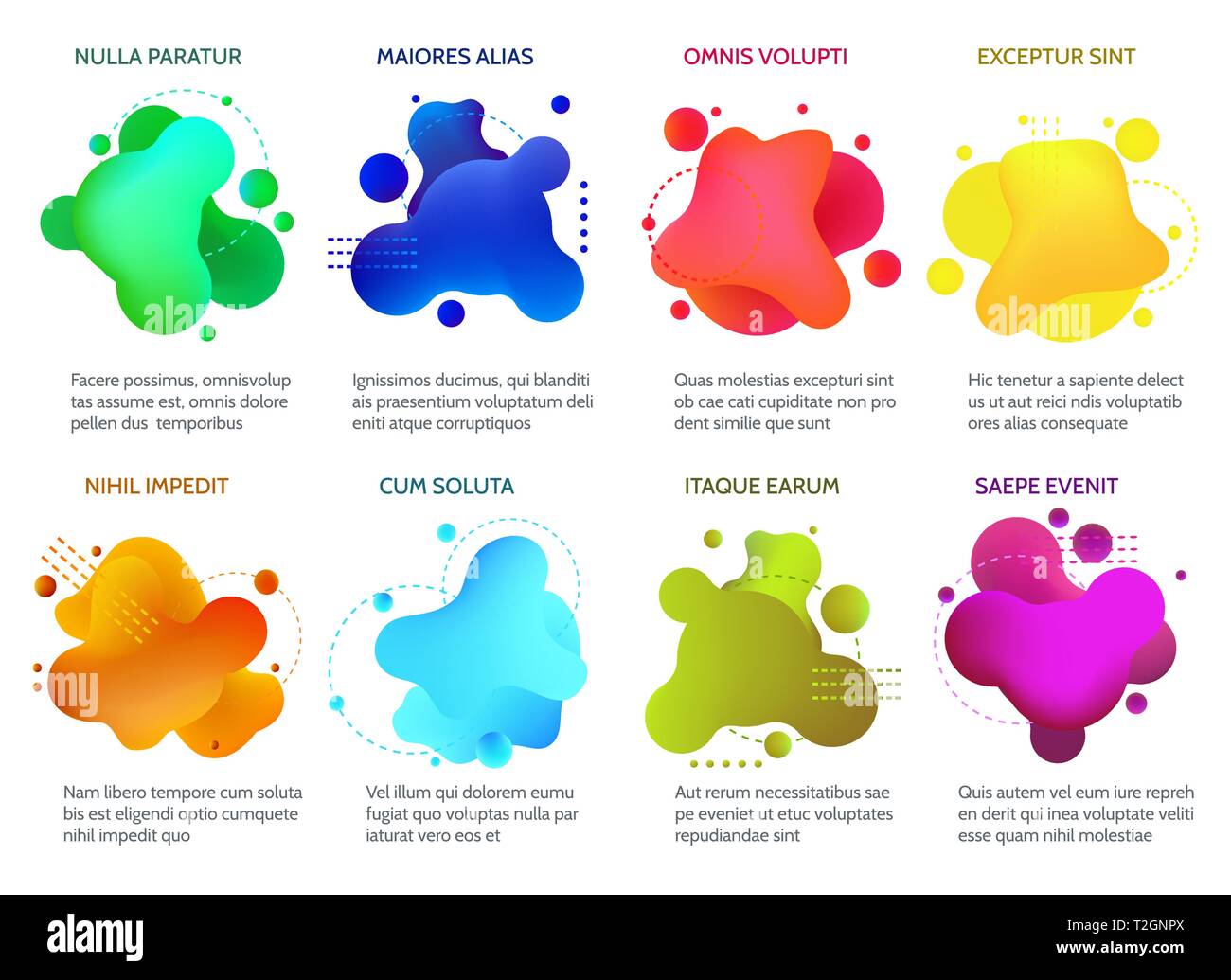 Gradient 3d shapes. Futurism abstract trendy organic gradients elements ...