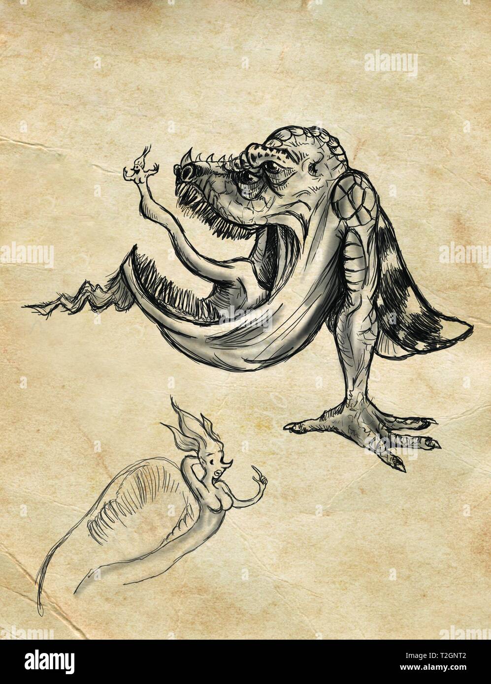 strange and unusual beast illustration Stock Photo - Alamy